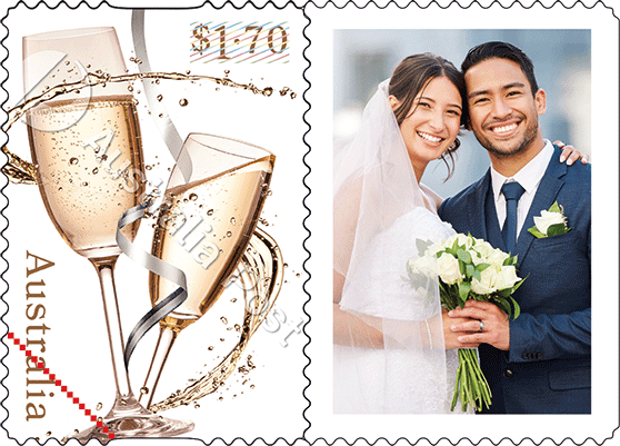 Sheet of 20 x $1.70 Personalised Stamps – Champagne Flutes - Stamps