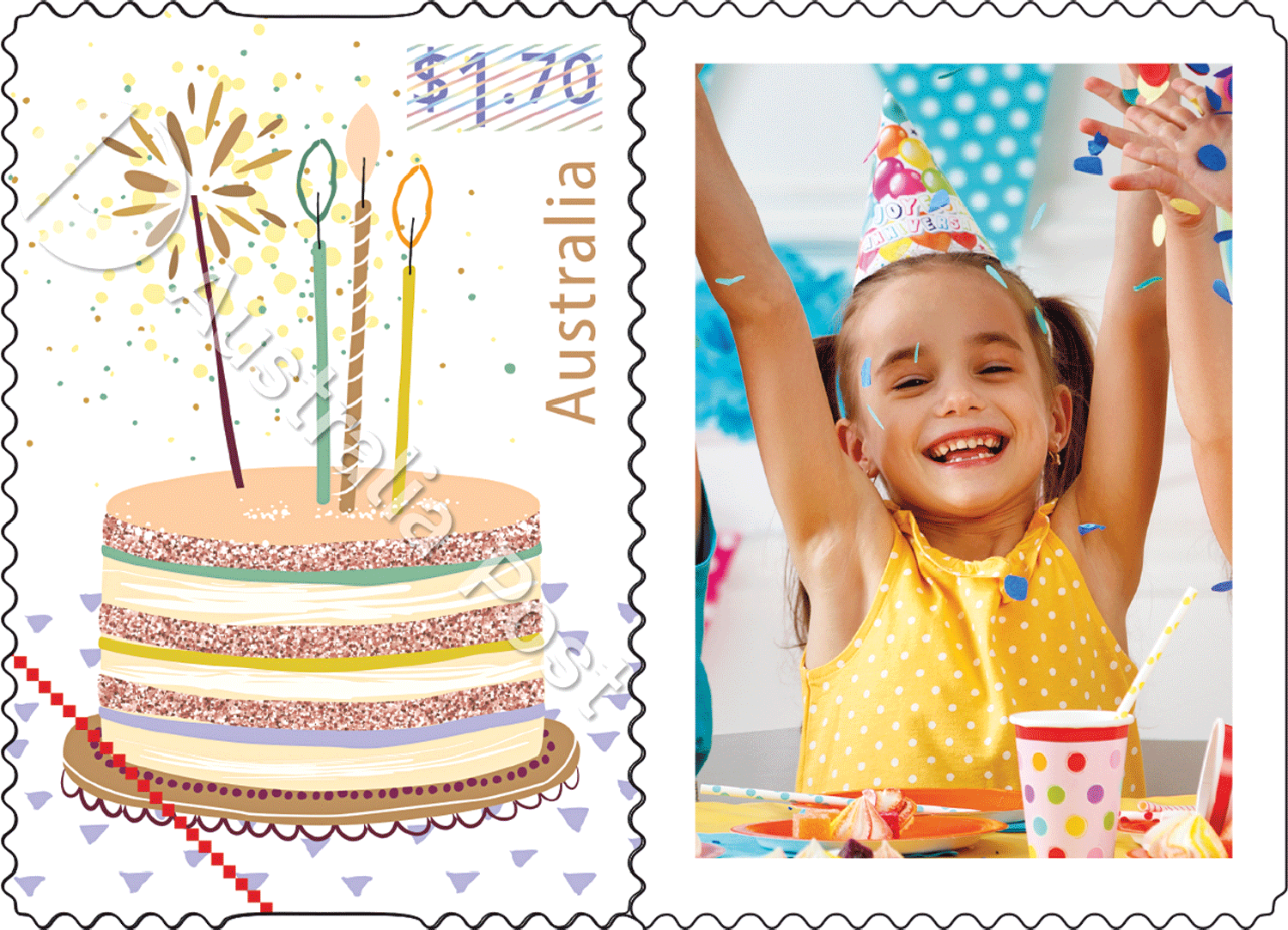 Sheet of 20 x $1.70 Personalised Stamps – Cake - Stamps