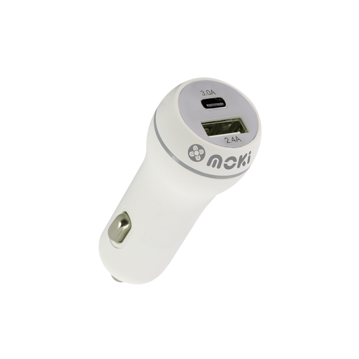 Moki Car Charger + (Type C + USB) 5.4A – White - Travel accessories
