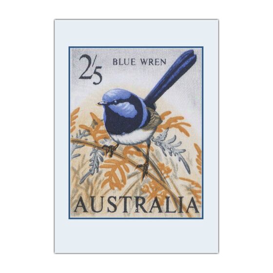 Australia Post Greeting Cards 'Blue Wren Stamp' – Pack of 6 - Greeting ...