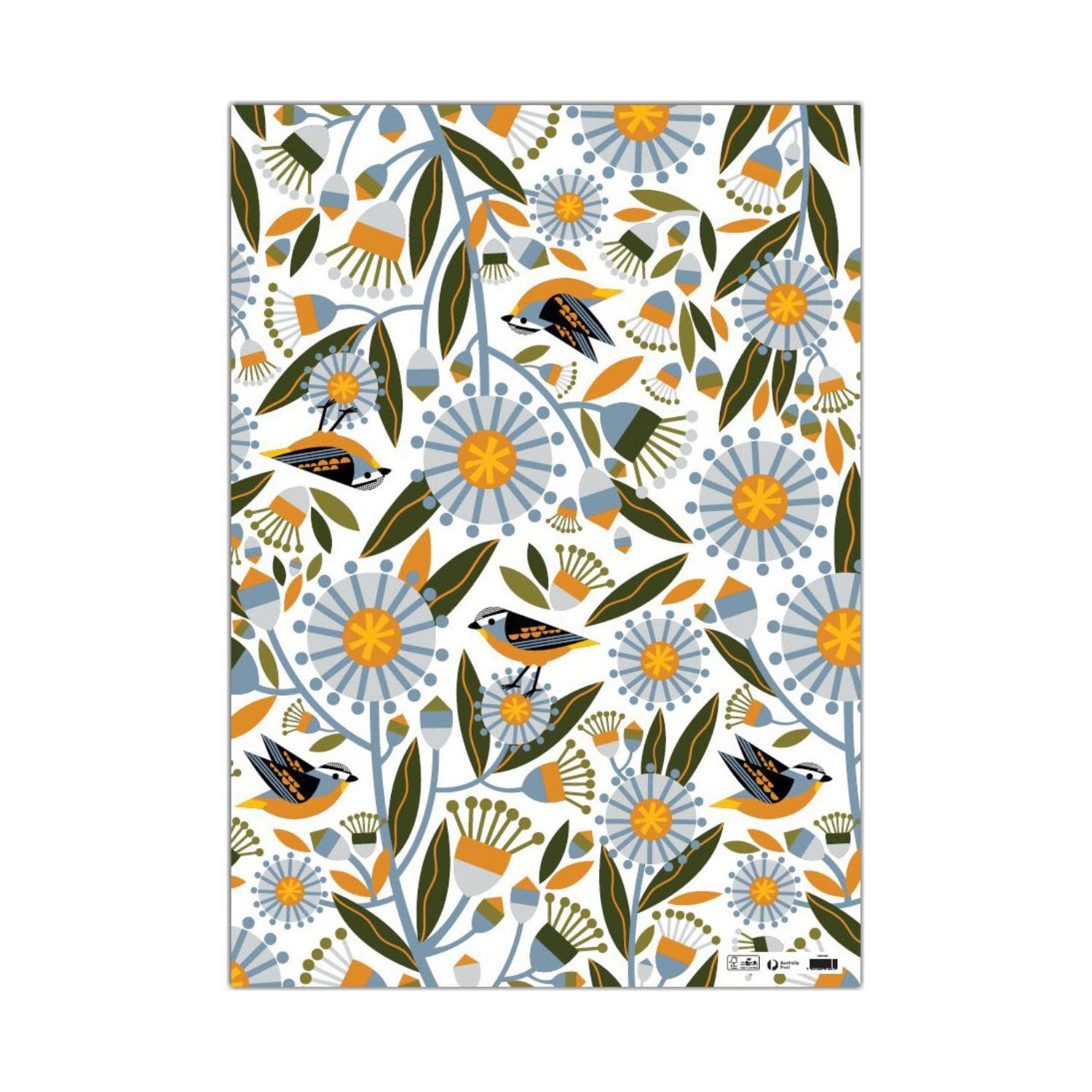 Natalie Marshall Wrapping Paper 'Spotted Pardalote' - Pack of 4 - Gift ...