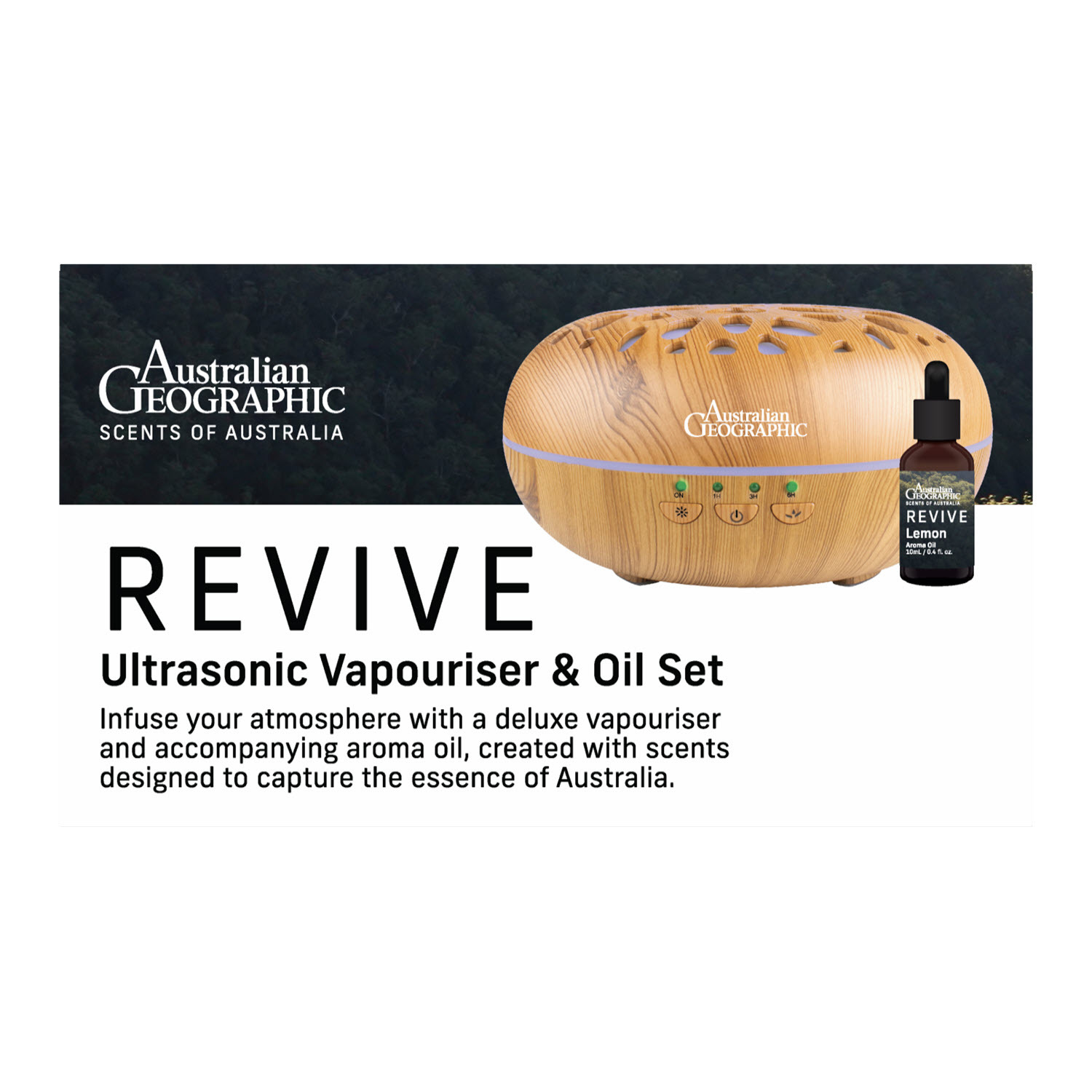 Australian Geographic Ultrasonic Vapouriser & Oil Set – Lemon - Home decor