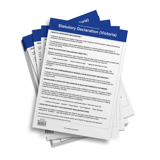 Statutory Declaration Forms VIC – Pack of 50 - Will kits and legal ...