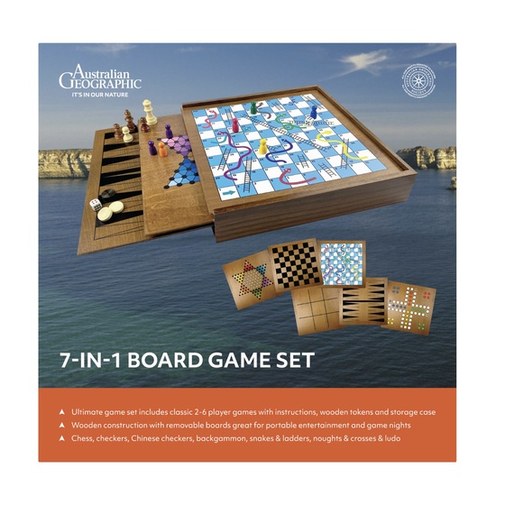 Australian Geographic 7-in-1 Board Game Set - Toys