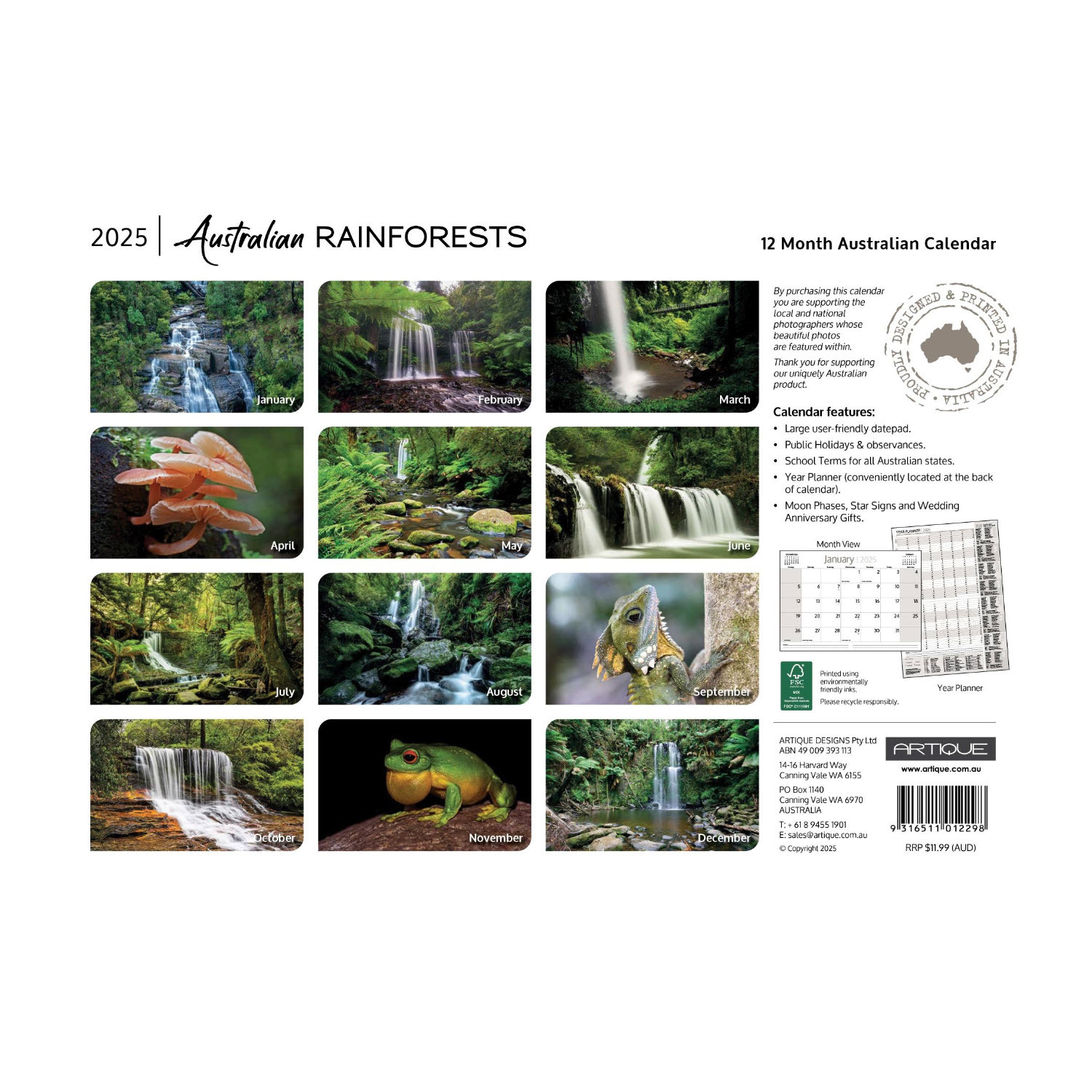 Australian Rainforests 2025 Calendar - Notebooks and diaries