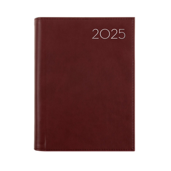 2025 JoyUp A5 Spiral Day to Page PU Diary – Plum - Stationery