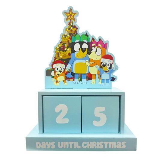 Bluey Wood Countdown Blocks – Blue - Christmas decorations