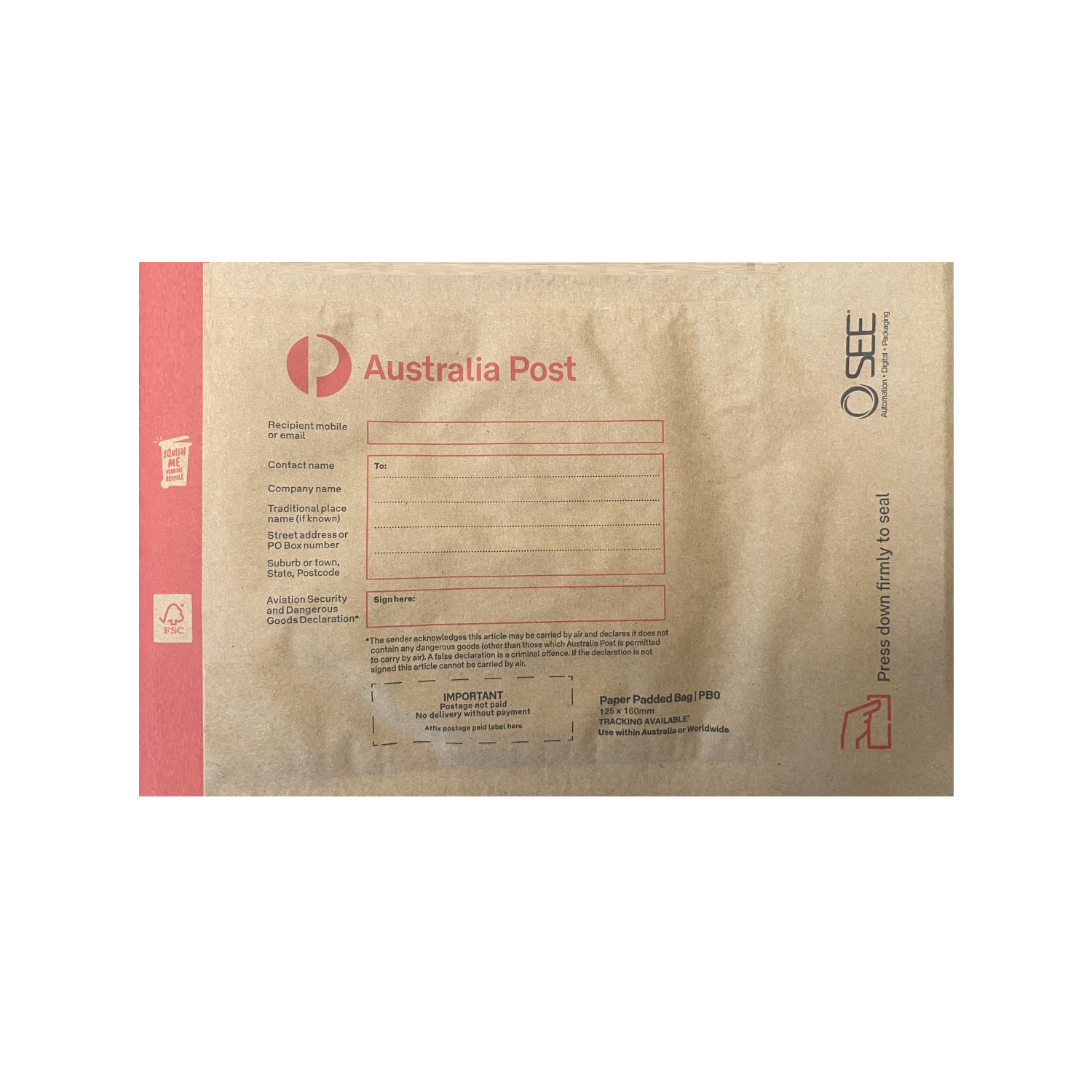 Paper Padded Bag 125 x 160mm – 100 pack - Padded and tough bags