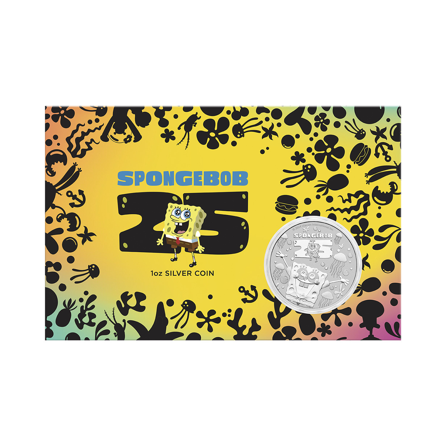 2024 SpongeBob Squarepants 25th Anniversary 1oz Silver Coin in Card ...