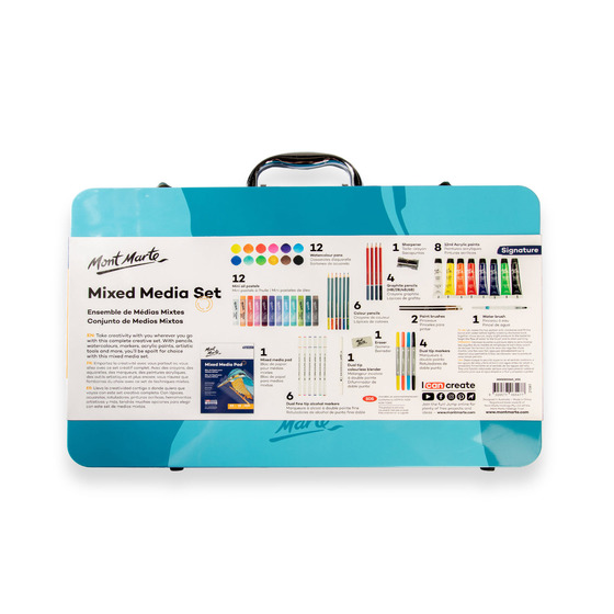 Mont Marte Mixed Media Set in Tin – 60 pieces - Hobbies and craft supplies