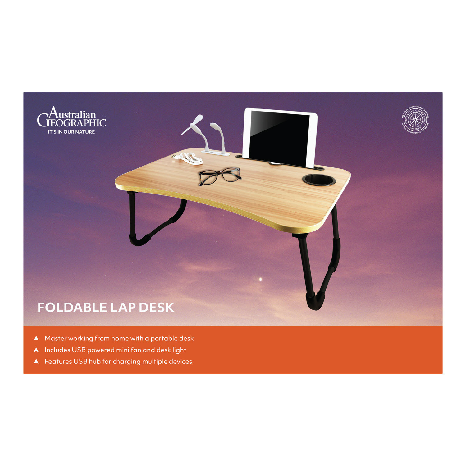 Australian Geographic Foldable Lap Desk - Back to school