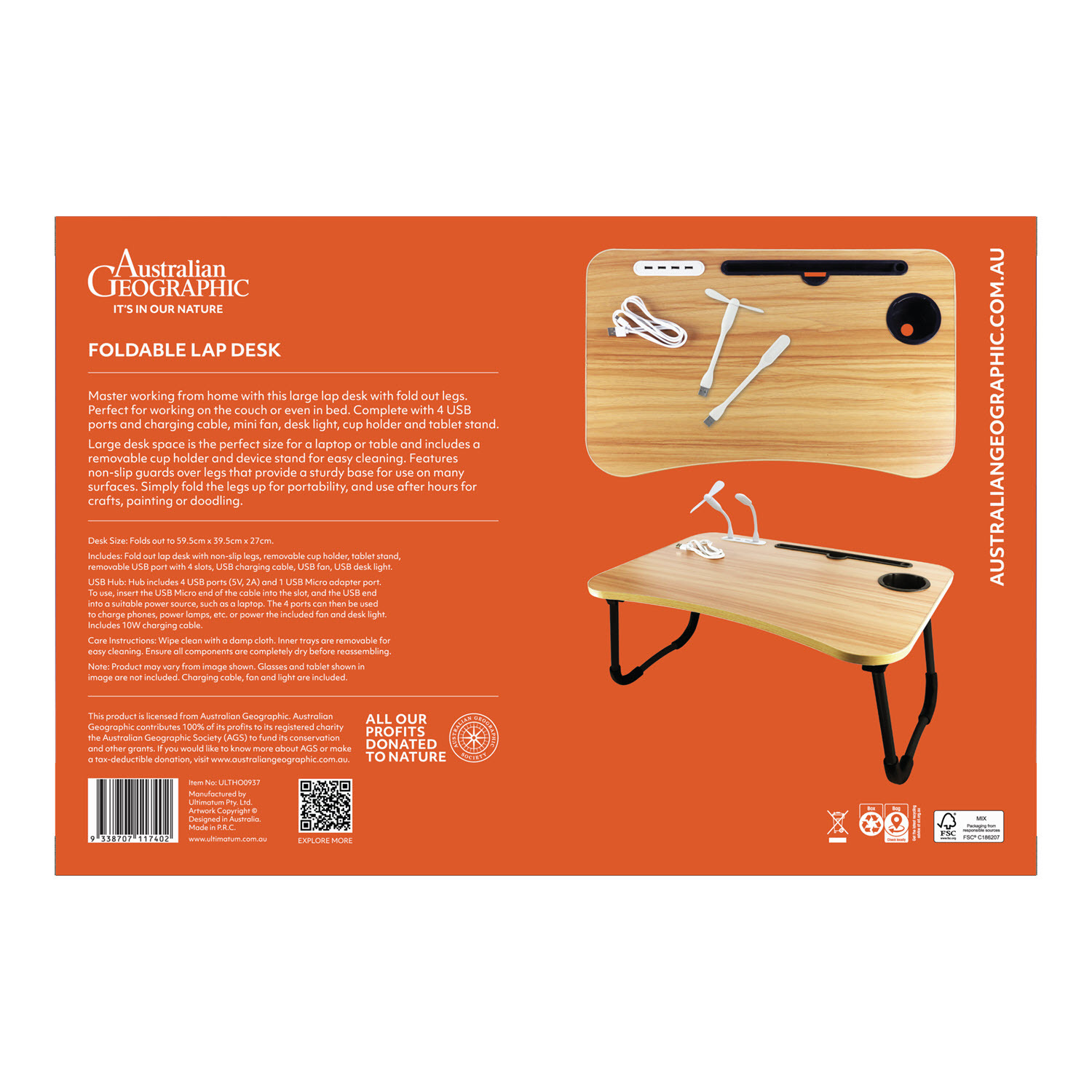 Australian Geographic Foldable Lap Desk - Back to school