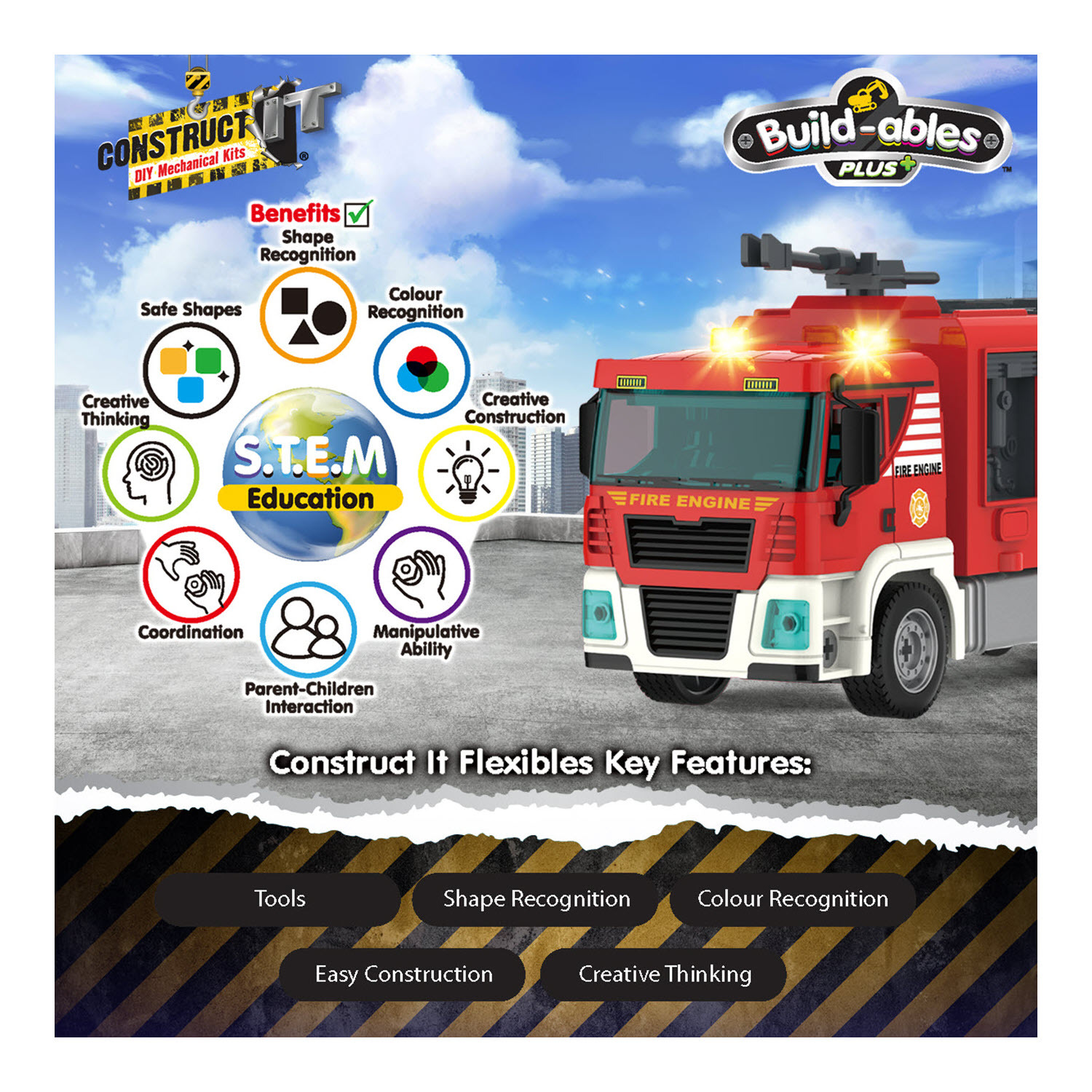 Construct It Buildables Plus – Fire Engine - Toys