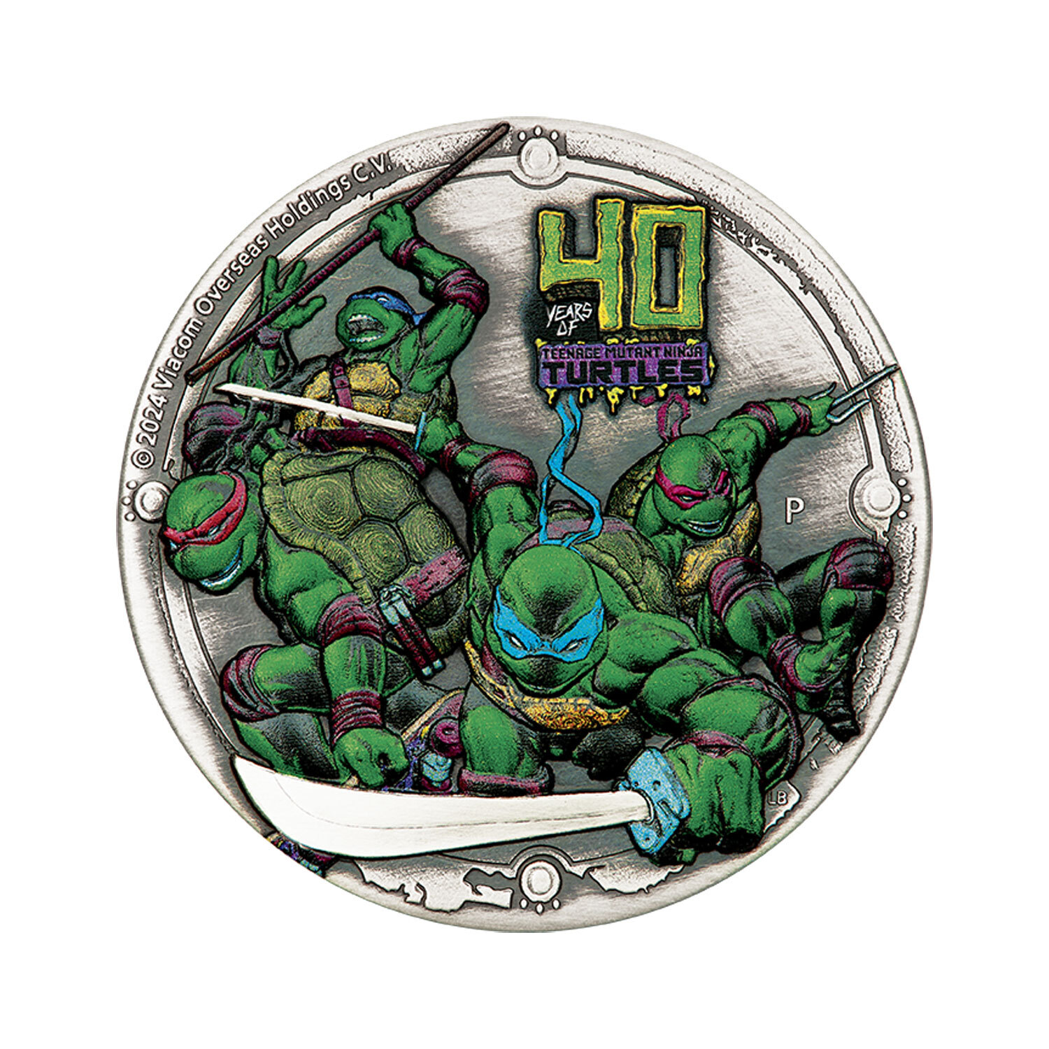 2024 Teenage Mutant Ninja Turtles 40th Anniversary 2oz Silver Antiqued ...