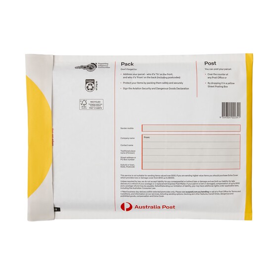 Express Post Prepaid Padded Mailer Extra Small – 10 Pack - Prepaid satchels