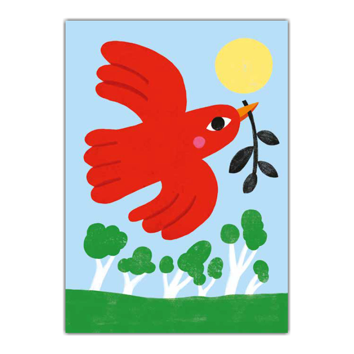 Cat MacIness Greeting Cards 'Red Bird' – Pack of 6 - Greeting cards