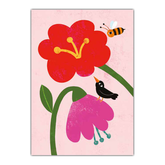 Cat MacIness Greeting Cards 'Pink Flowers' – Pack of 6 - Greeting cards