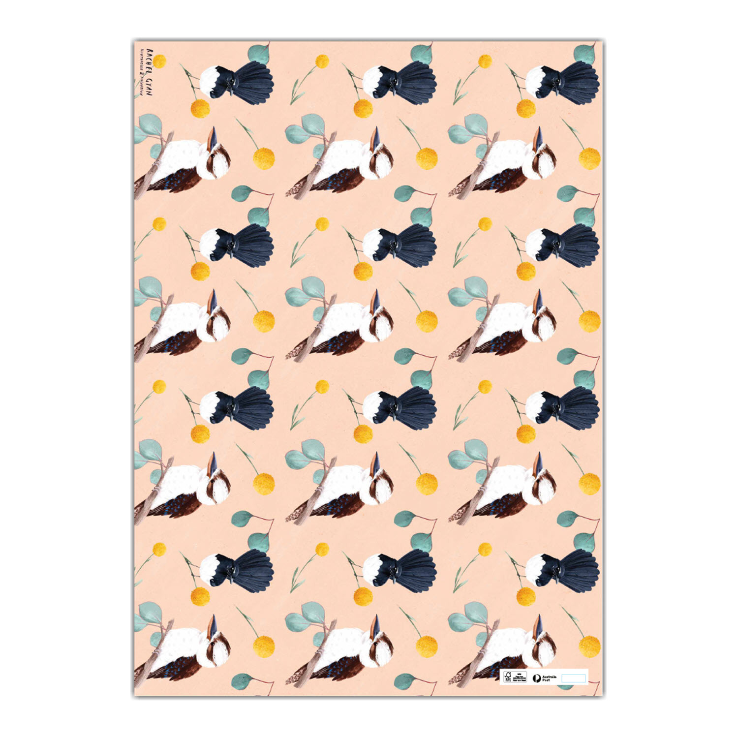 Rachel Gyan Wrapping Paper 'Birds' – Pack of 4 - Gift wrapping paper