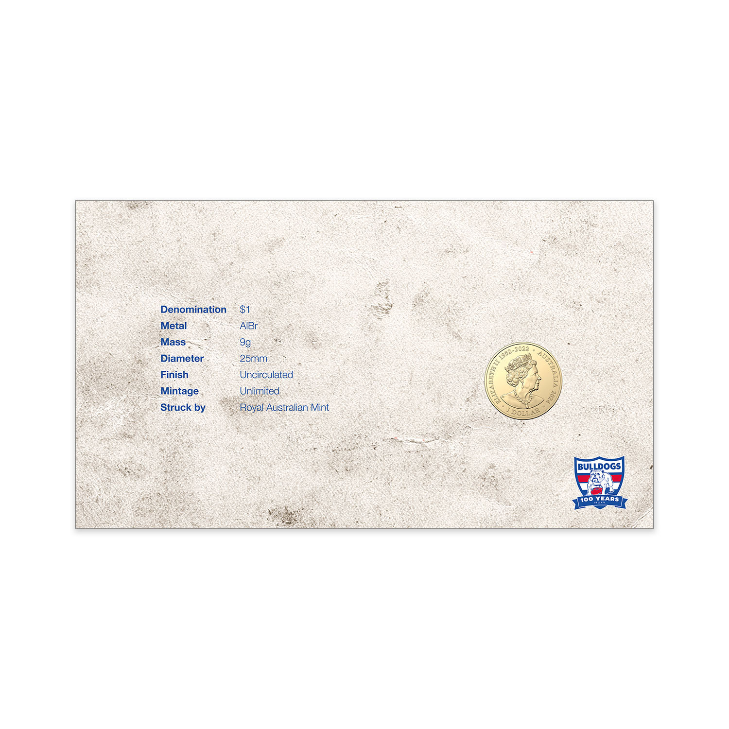 100 Years Bulldogs Football Club PIN Postal Numismatic Cover (PNC ...