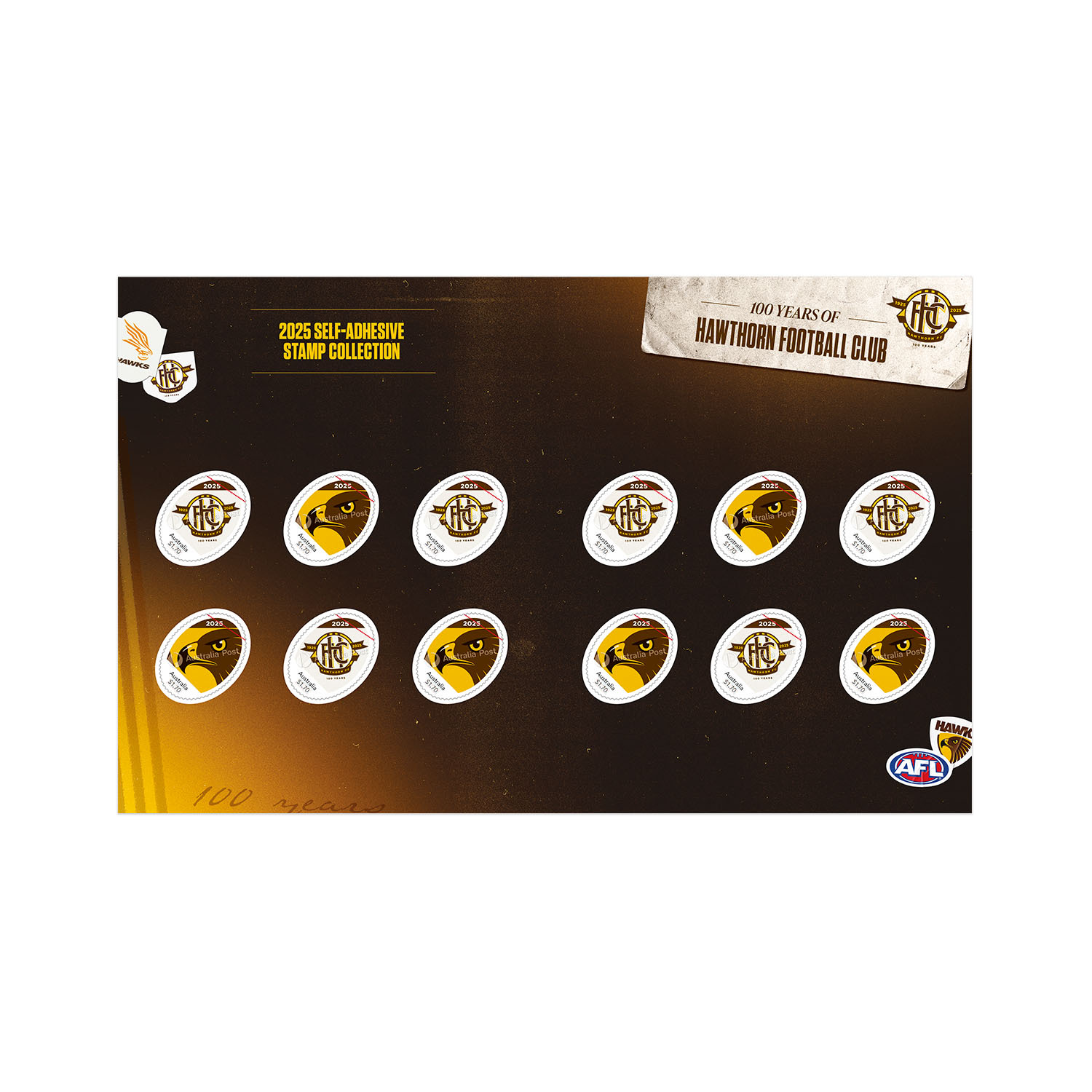 100 Years Hawthorn Football Club Stamp Pack - View all