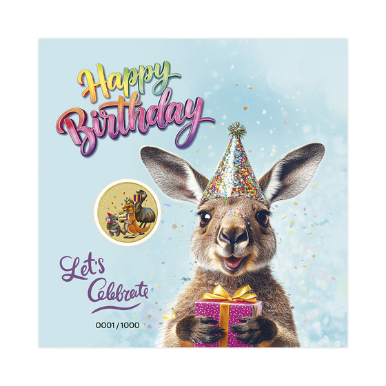 Happy Birthday 2026 Stamp & Coin in Card - Coins and banknotes