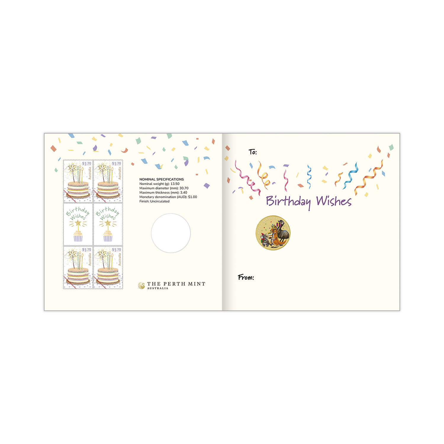 Happy Birthday 2026 Stamp & Coin in Card - Coins and banknotes