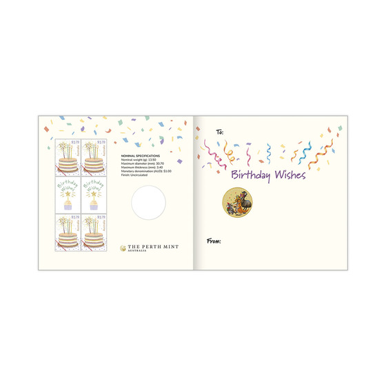 Happy Birthday 2026 Stamp & Coin in Card - Coins and banknotes
