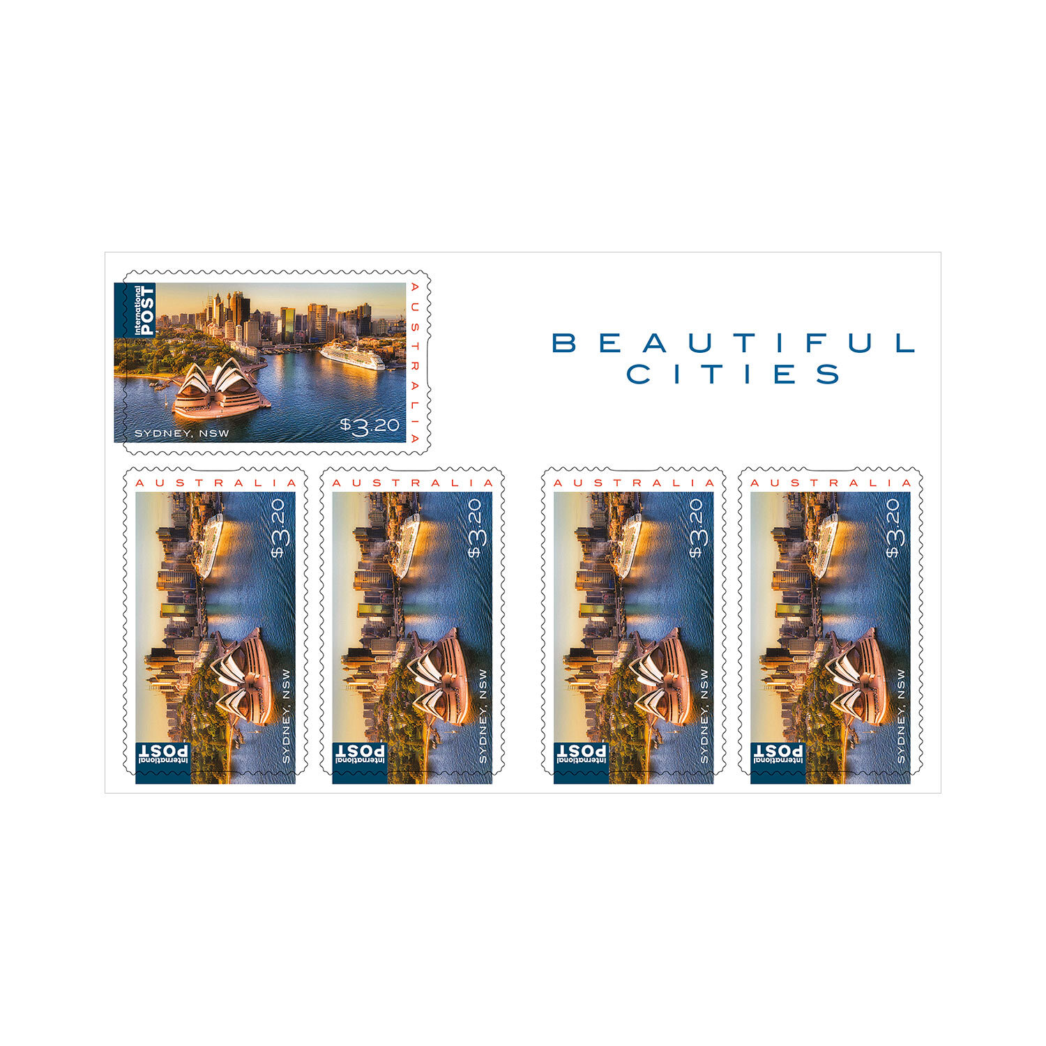 Sheetlet of 5x $3.20 Sydney NSW International Stamps - Beautiful Cities ...