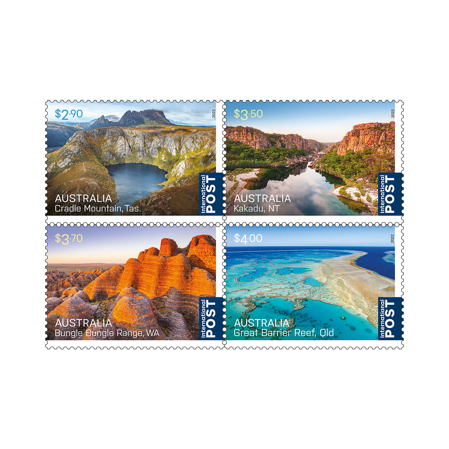 Set of Aerial Views Gummed International Stamps