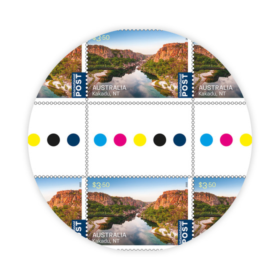 Gutter Strip of 10x $3.50 Kakadu International Stamps