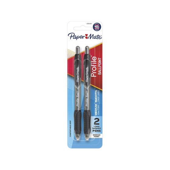 PaperMate Profile Ballpoint Pen in Black 2 Pack – 6 Packs - Stationery