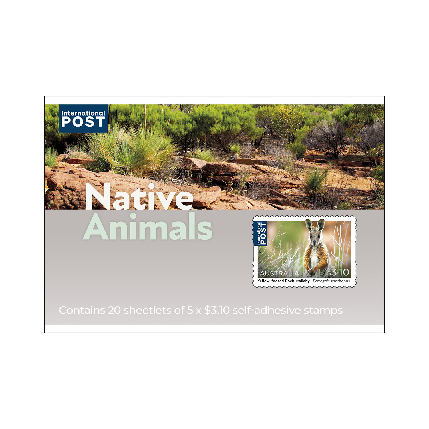 Chequebook of 100x $3.10 Yellow-Footed Rock-Wallaby Stamps - Native Animals