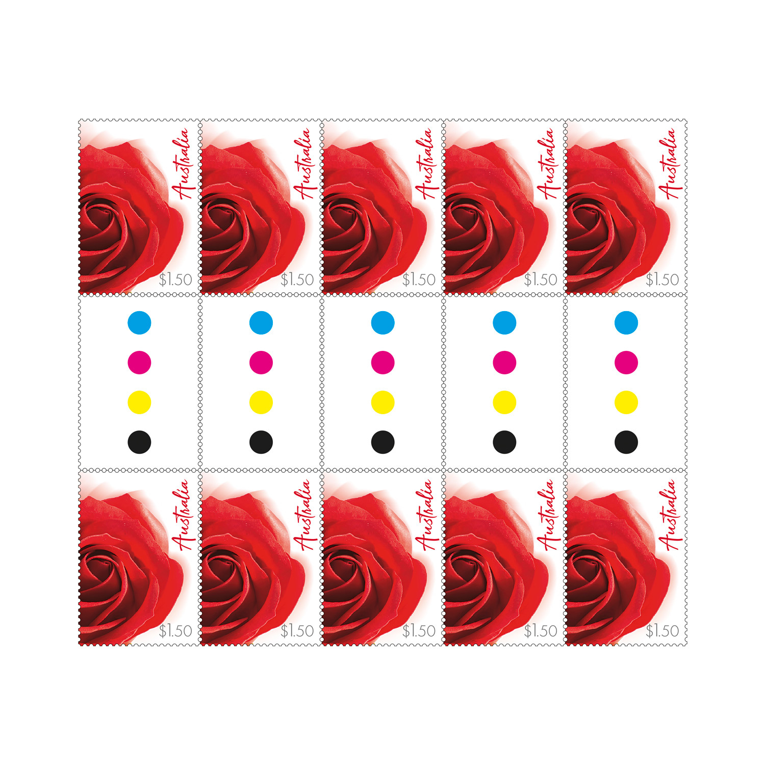 Special Occasions 2024 Gutter Strip of 10 x $1.50 Stamps (Red Rose ...