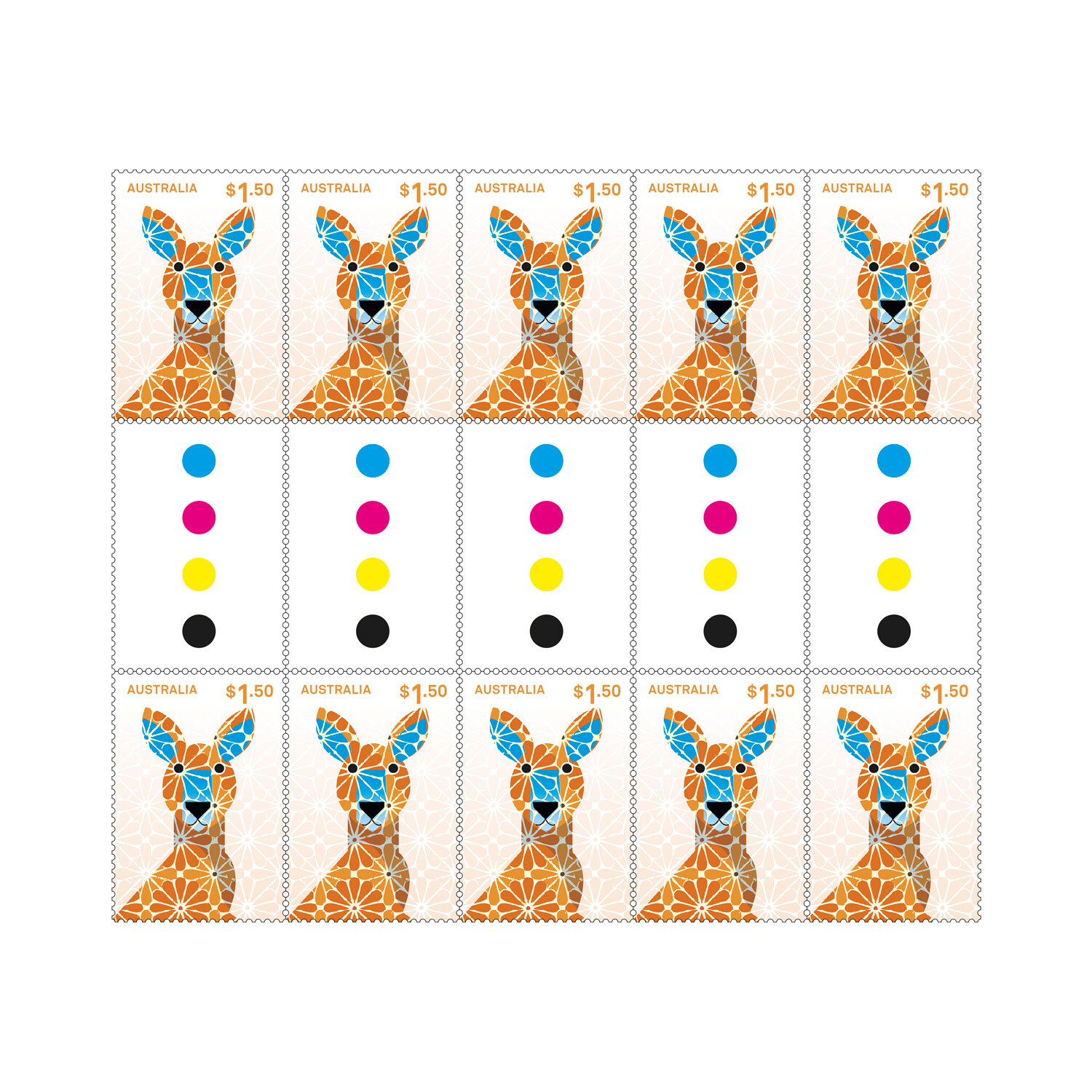 Special Occasions 2024 Gutter Strip of 10 x $1.50 Stamps (Kangaroo ...