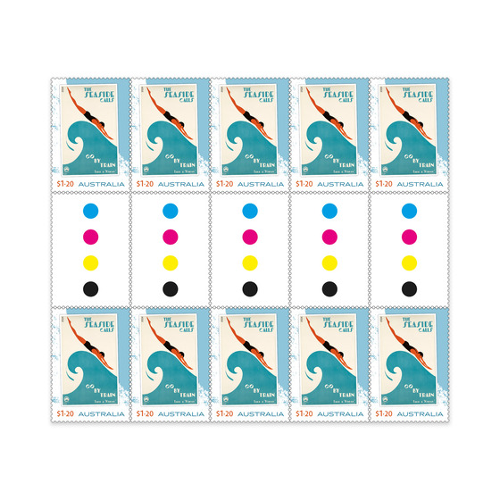 Gert Sellheim Travel Posters Gutter Strip of 10 x $1.20 Stamps ...