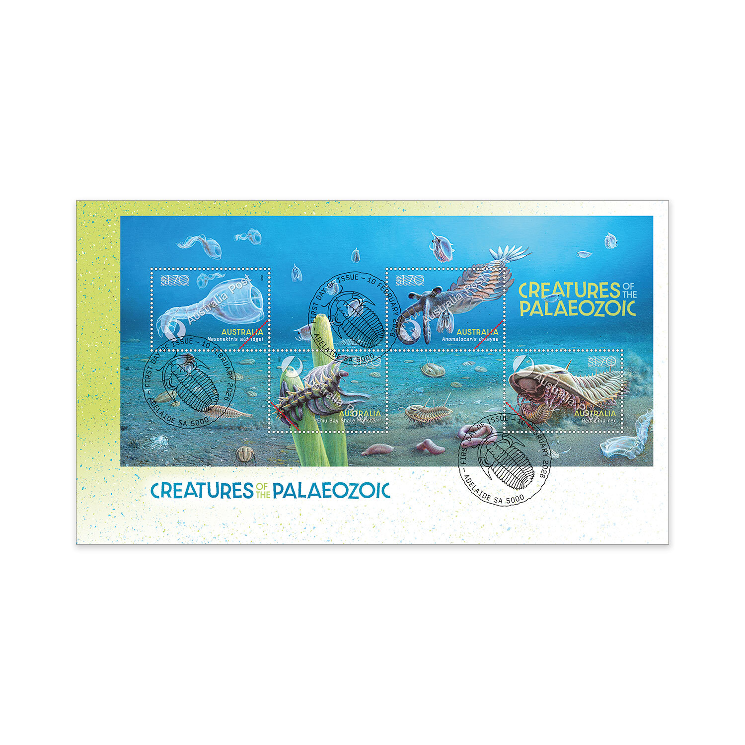 Creatures of the Palaeozoic First Day Cover (Minisheet) - Creatures of ...