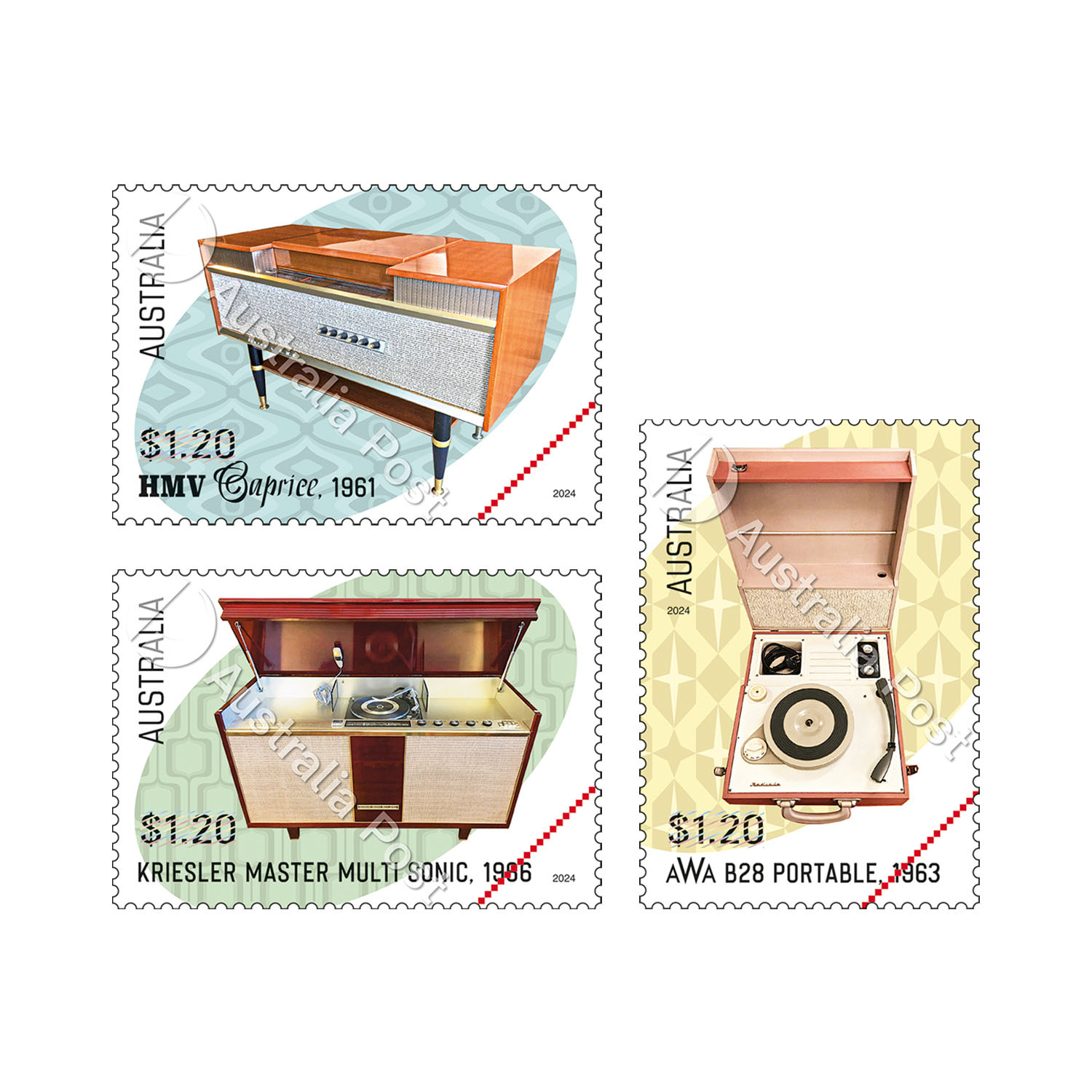 Retro Audio Set of Stamps (3 x $1.20) - Australian stamps