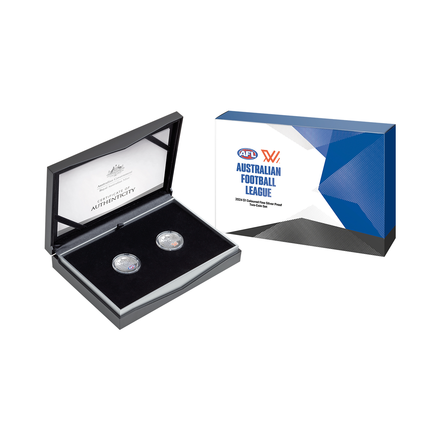 2024 AFL Fine Silver Coloured Proof Two Coin Set - AFL collectable coins