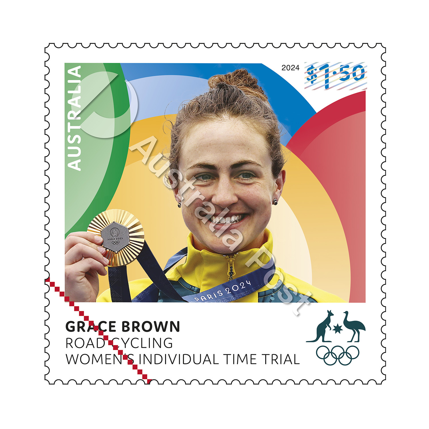 Grace Brown, Road Cycling: Women’s Individual Time Trial – Paris 2024 Olympics Gold Medal Stamps ...