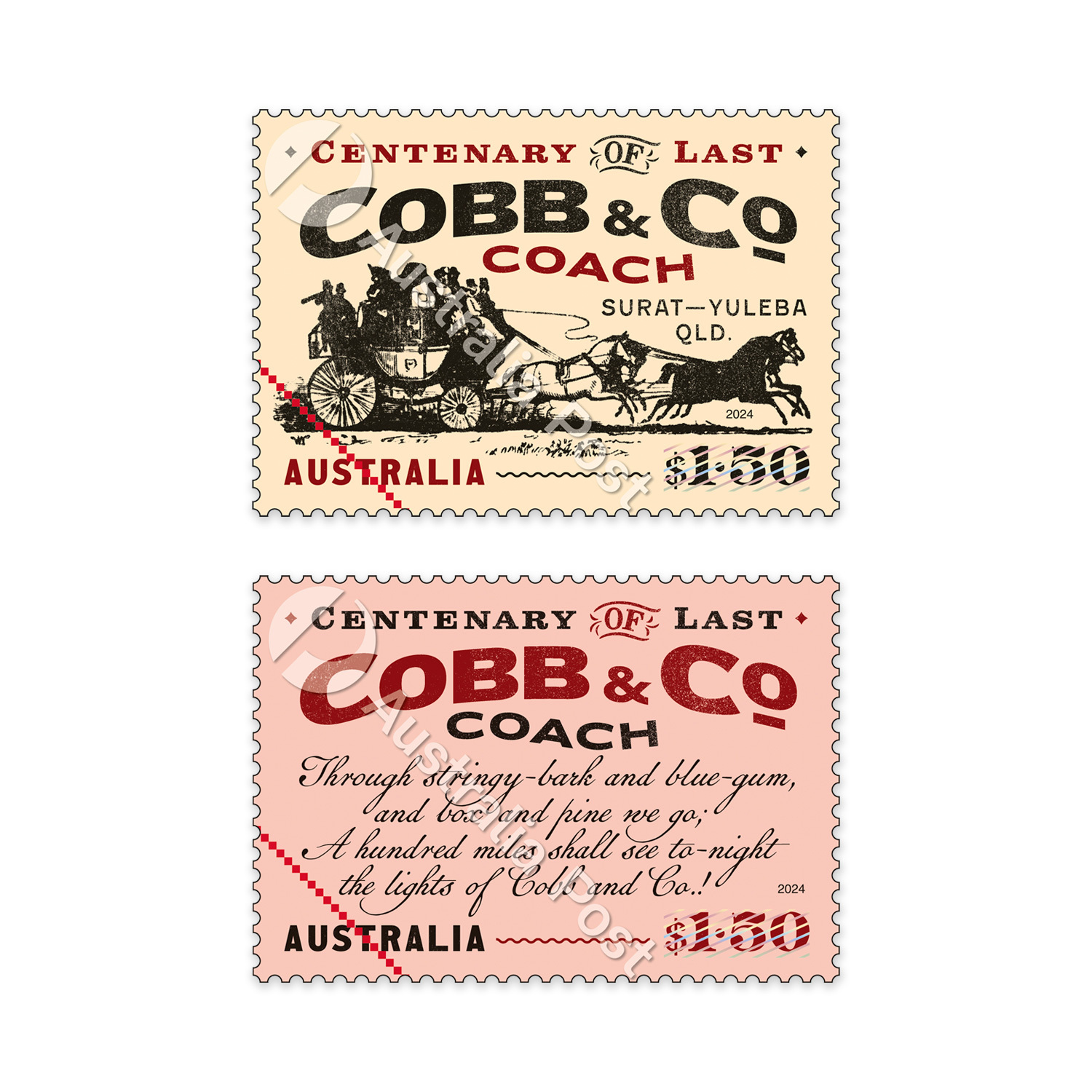 Centenary of the Last Cobb & Co. Coach Set of Stamps (2 x $1.50 ...