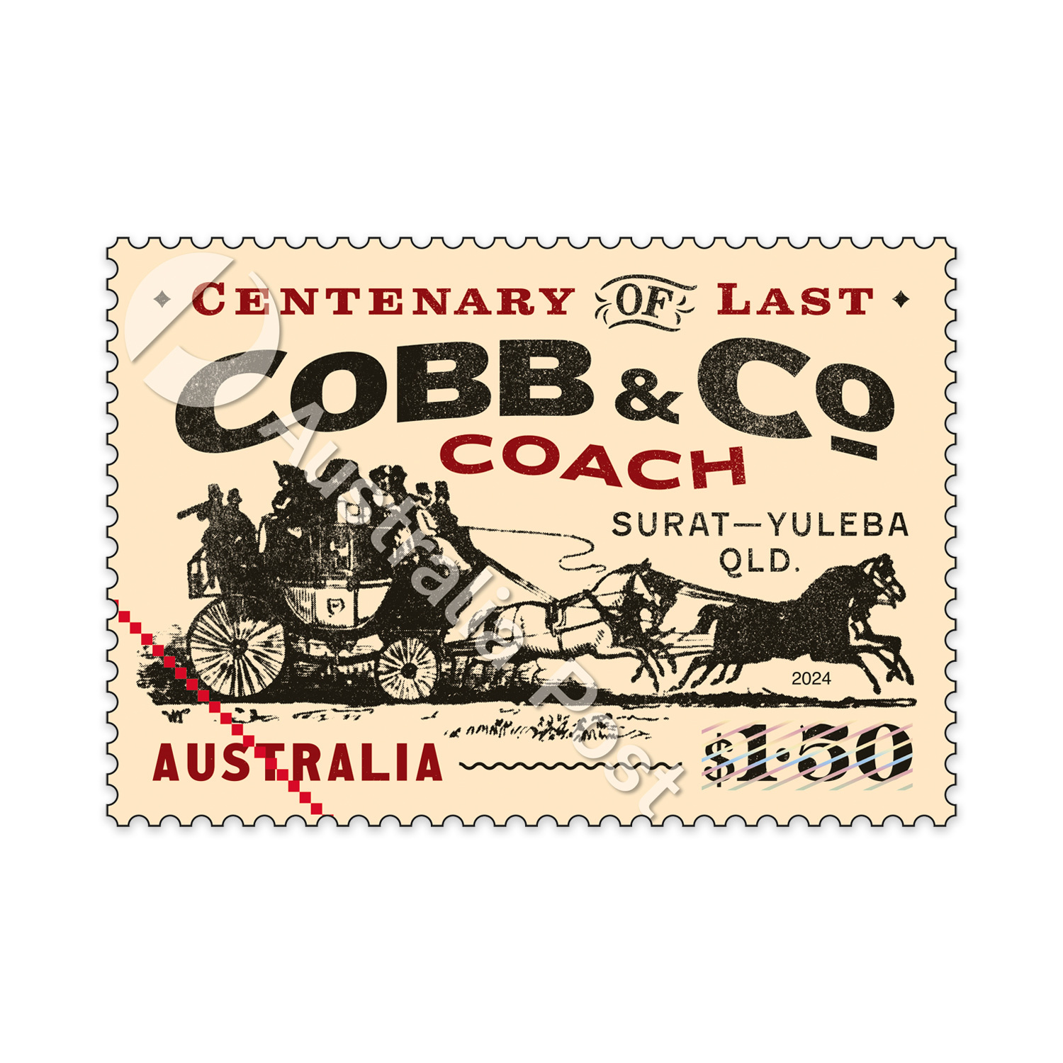 Centenary of the Last Cobb & Co. Coach Set of Stamps (2 x $1.50 ...