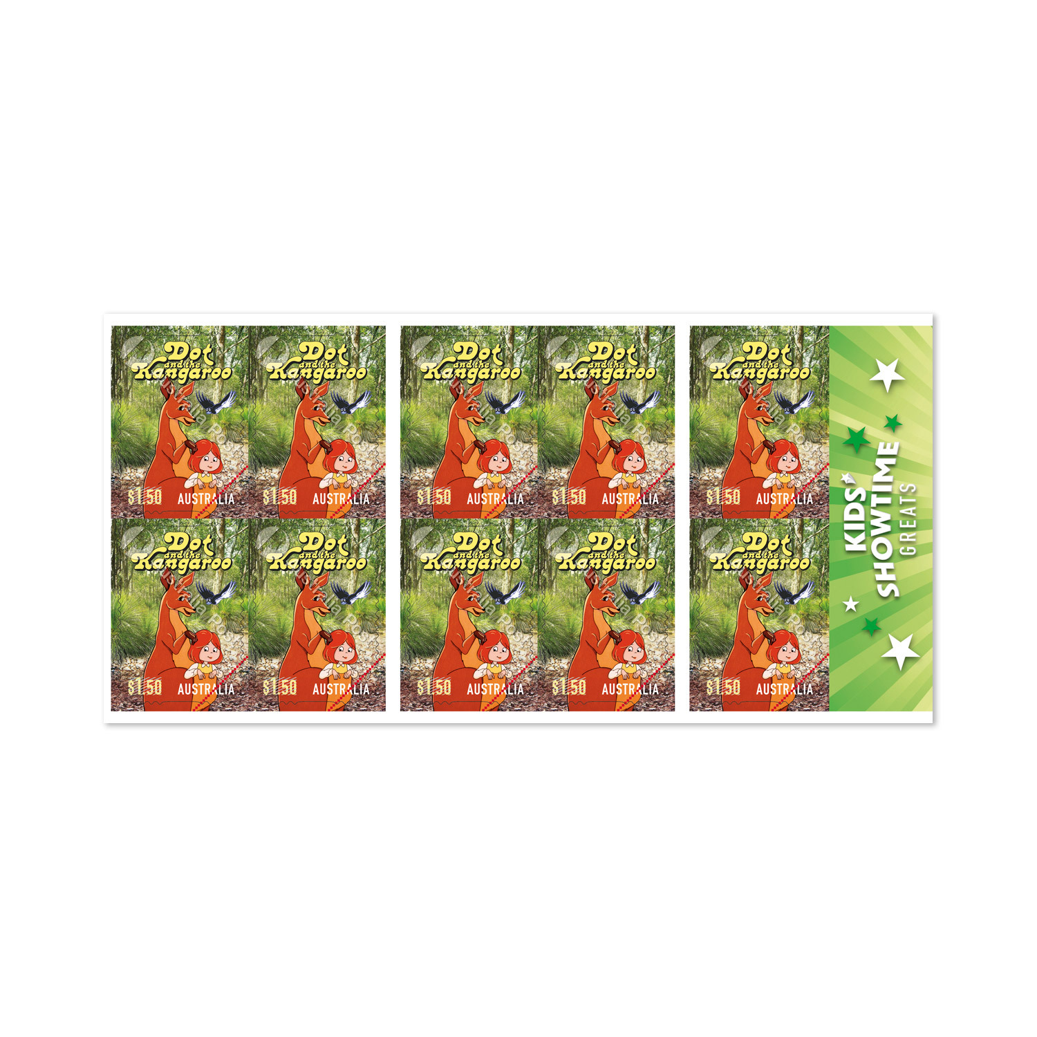 Kids' Showtime Greats Self-Adhesive Booklet of 10 x $1.50 – Dot and the ...