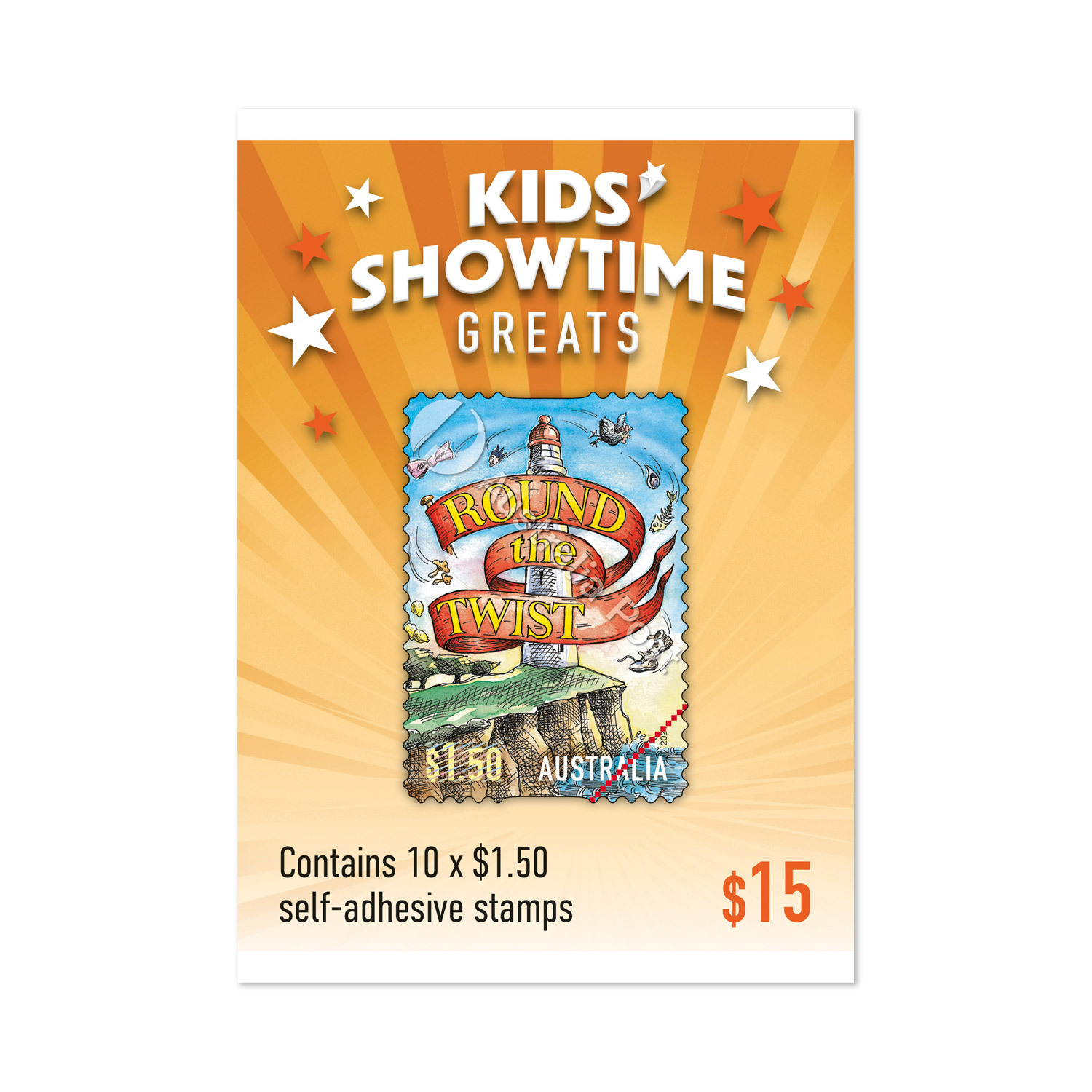 Kids' Showtime Greats Self-Adhesive Booklet of 10 x $1.50 – Round The ...