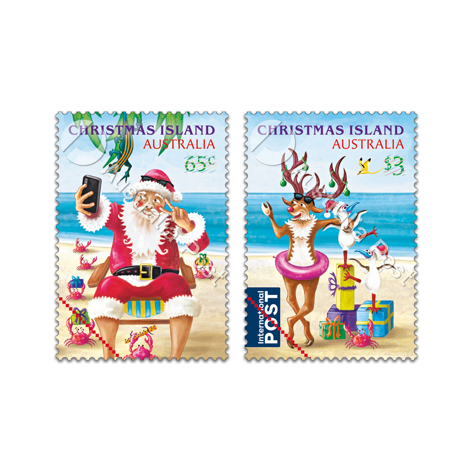 Christmas Island Christmas Stamps (1 x 65c, $1 x $3) - Christmas Island ...