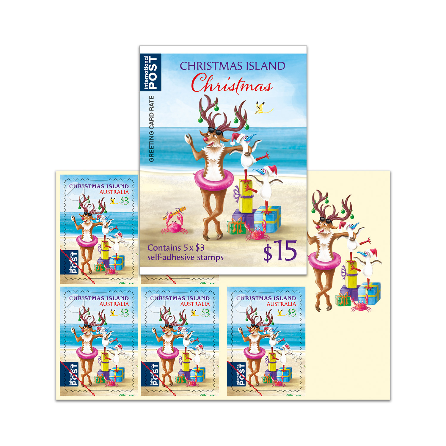 Christmas Island Christmas 2024 Self-Adhesive Sheetlet of 5 x $3 Stamps ...