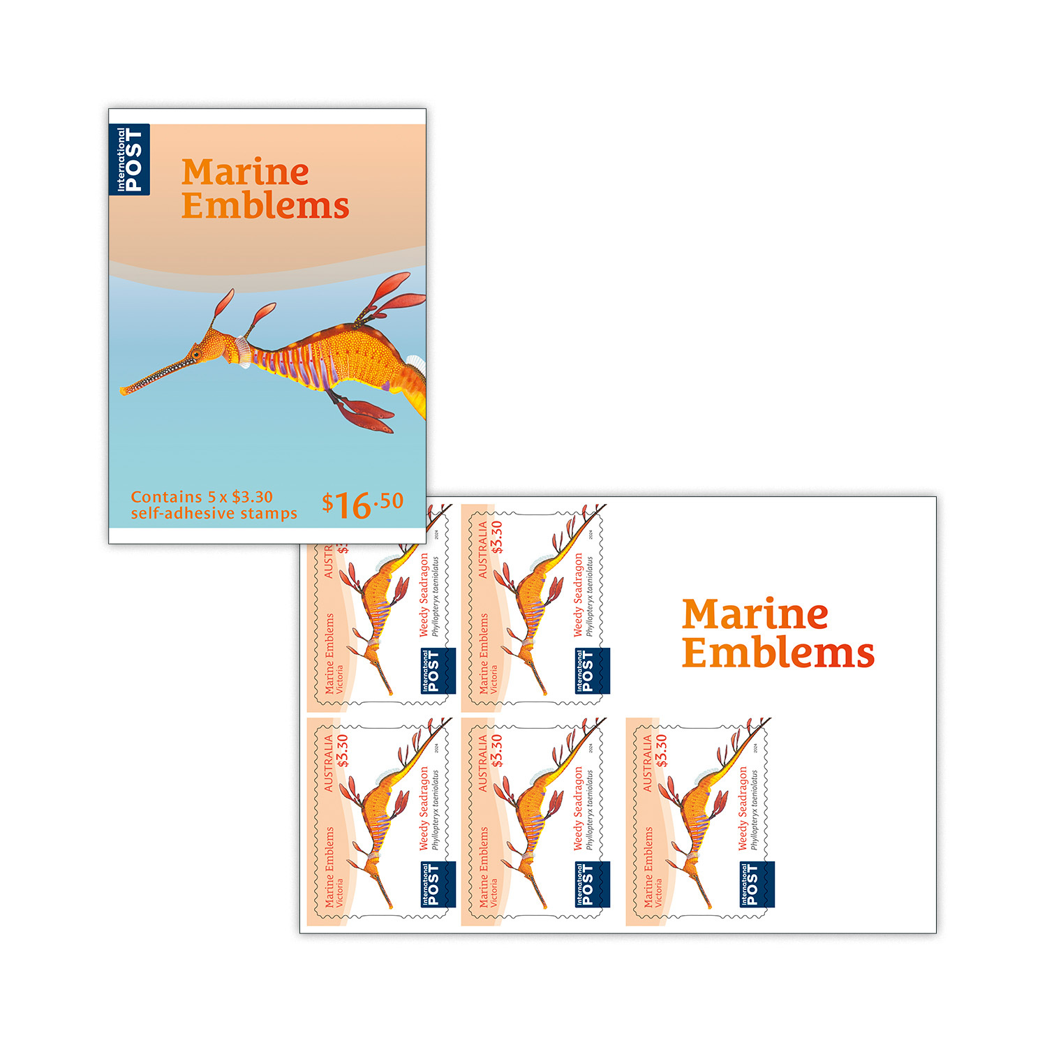 Marine Emblems 2 Self-Adhesive Sheetlet of 5 x $3.30 International Asia ...