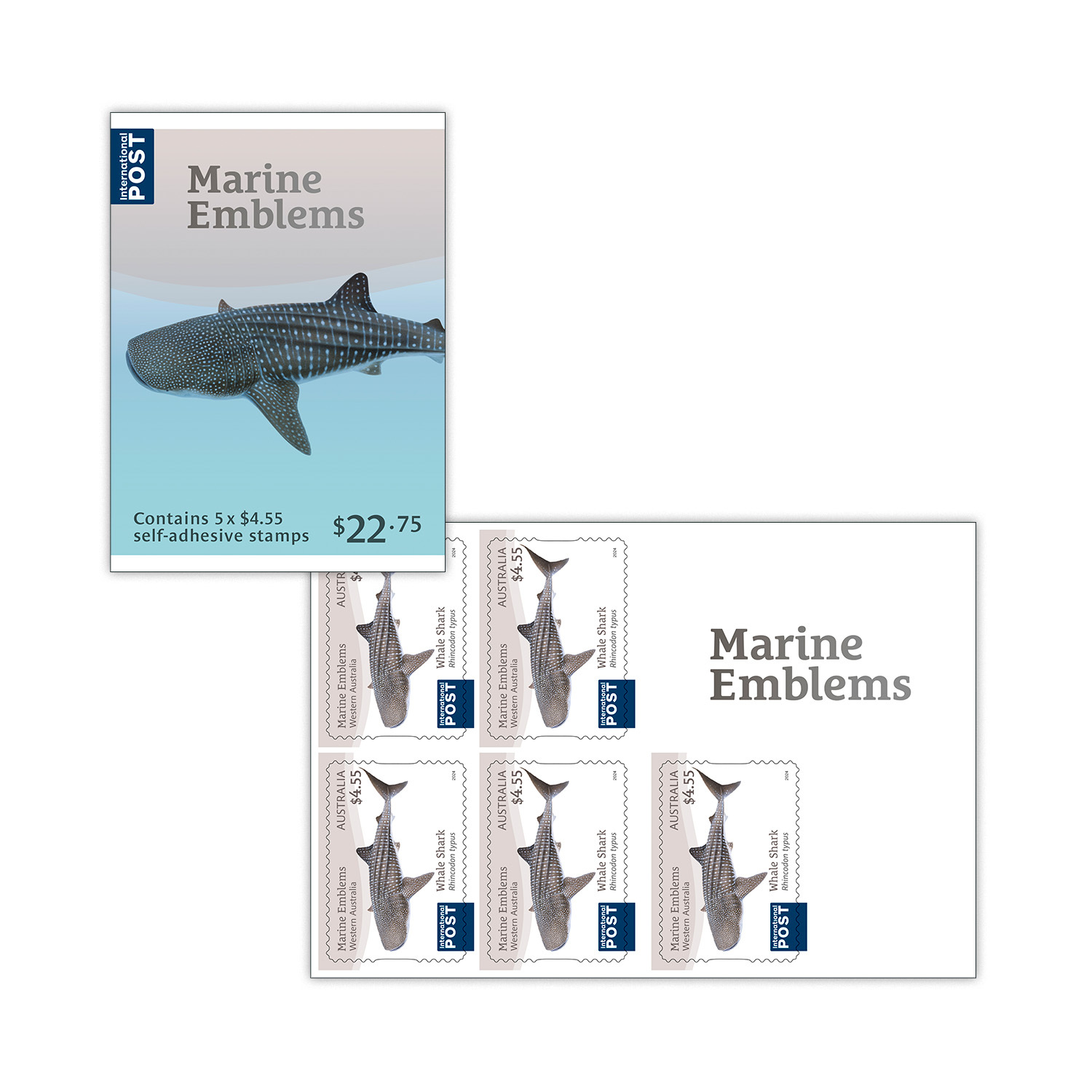 Marine Emblems 2 Self-Adhesive Sheetlet of 5 x $4.55 International Rest ...