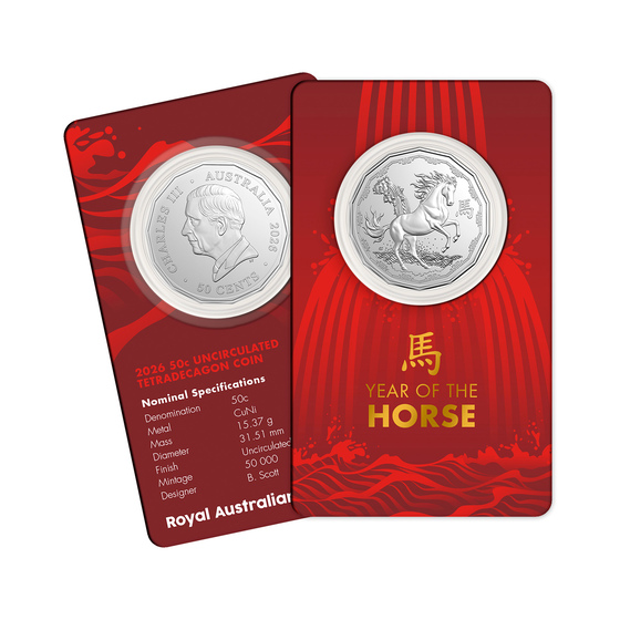 2026 Lunar Series - Year of the Horse 50c Uncirculated Tetradecagon ...