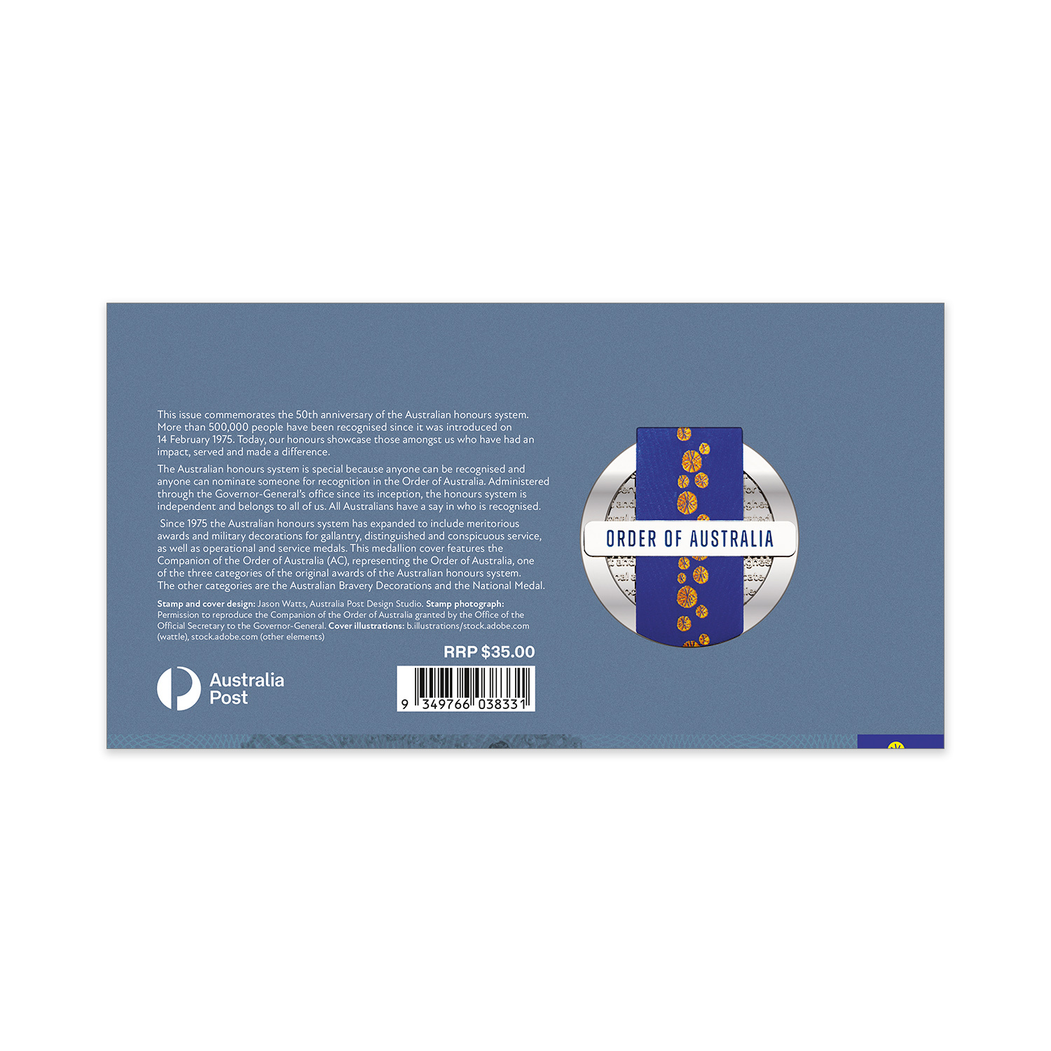 50th Anniversary of Australian Honours System Medallion Cover – Order ...