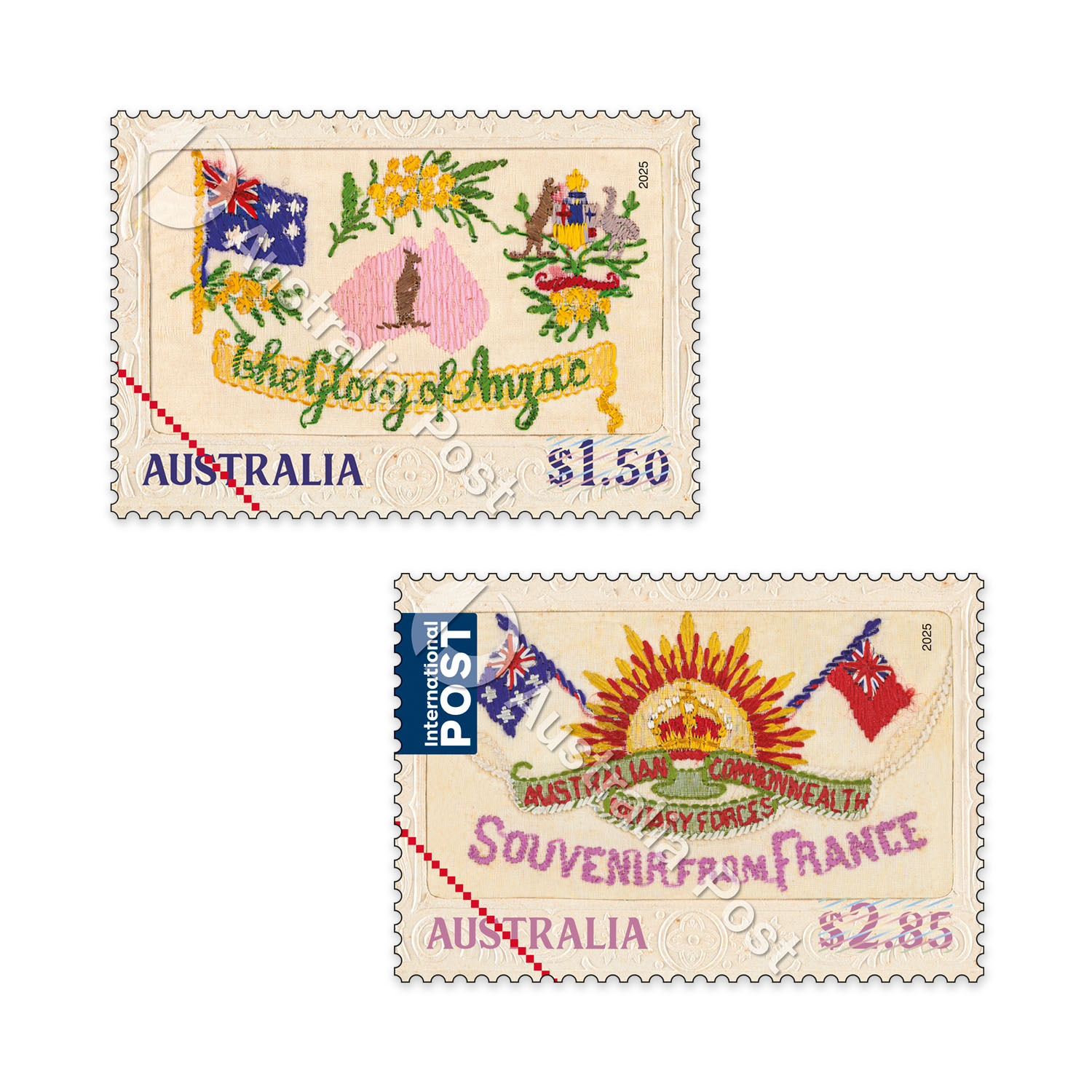 Postcards from the Front Stamps (1 x $1.50, 1 x $2.85) - Postcards from ...